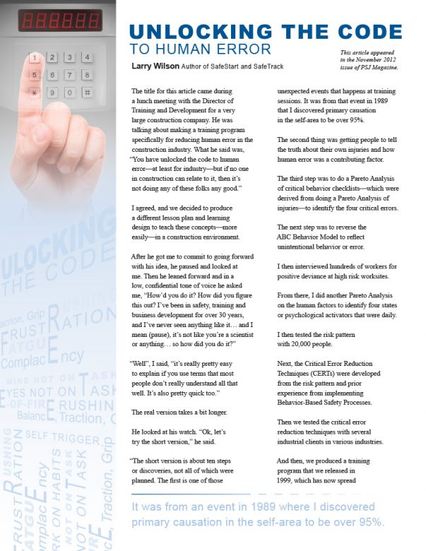 Unlocking the Code to Human Error – SafeStart