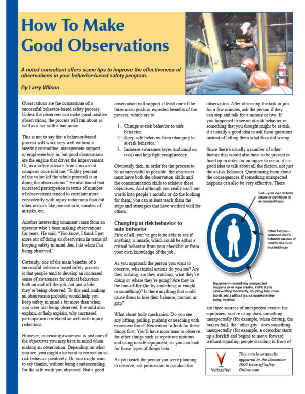 How to Make Good Observations – SafeStart