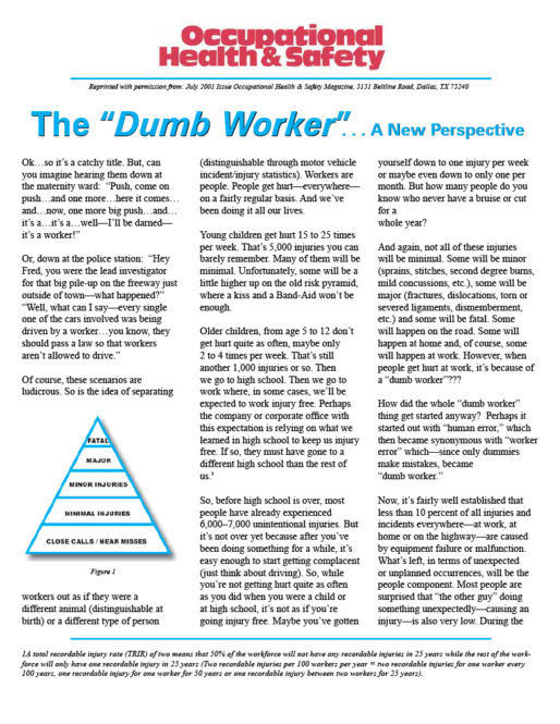The Dumb Worker – A New Perspective – SafeStart
