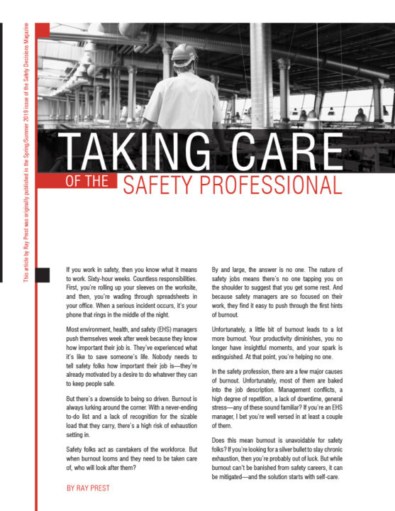 Taking Care of the Safety Professional – SafeStart