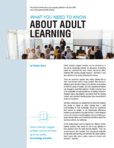What You Need To Know About Adult Learning – SafeStart